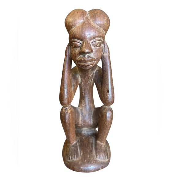 Handmade | Art | African Luba Yaka Crouching Figure Tribal Art 7 Wood ...